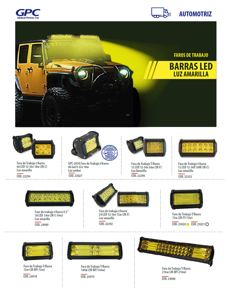 Catalogo BARRAS LED, FAROS DE TRABAJO Y DELANTEROS DE IMPORT-1 | PDF | Óptica | Diseño de interiores