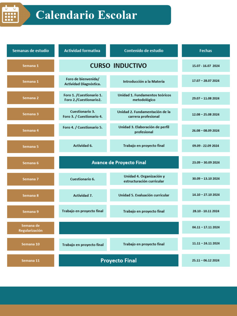Calendario MAE UC24S2 Diseno Curricular | PDF | Crecimiento personal y ...