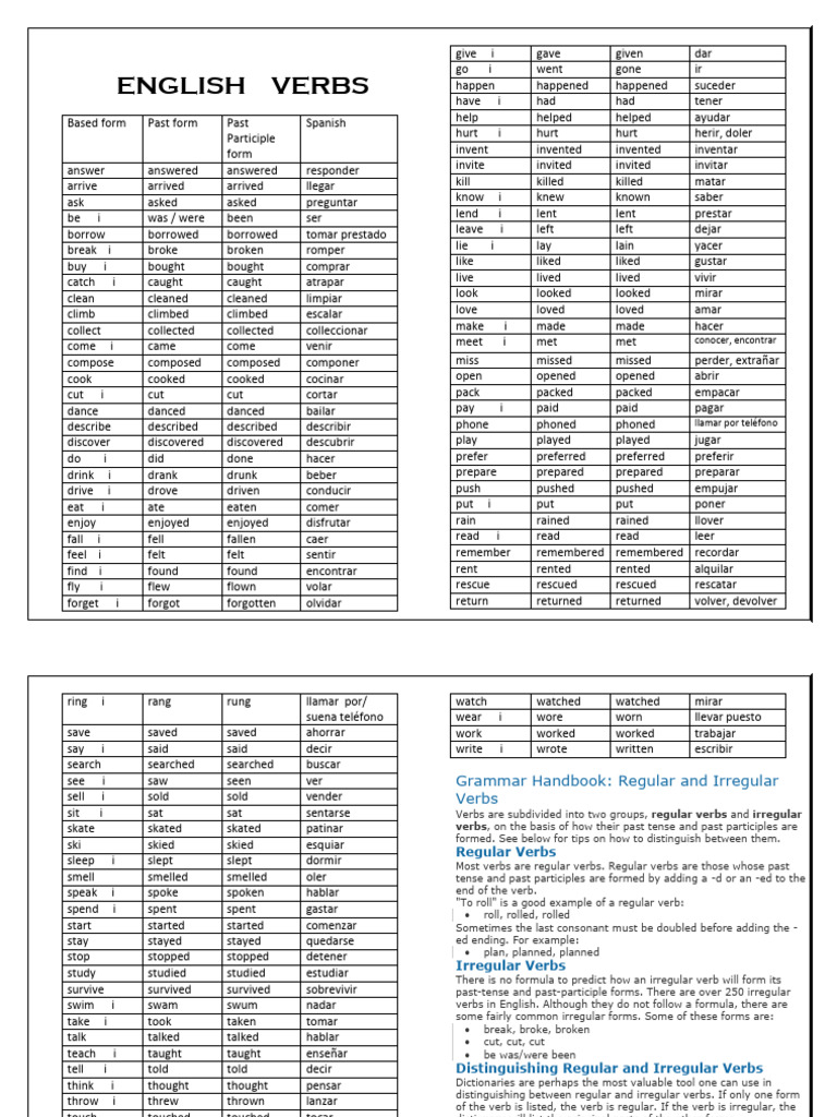 ENGLISH VERBS | PDF | Verb | Languages