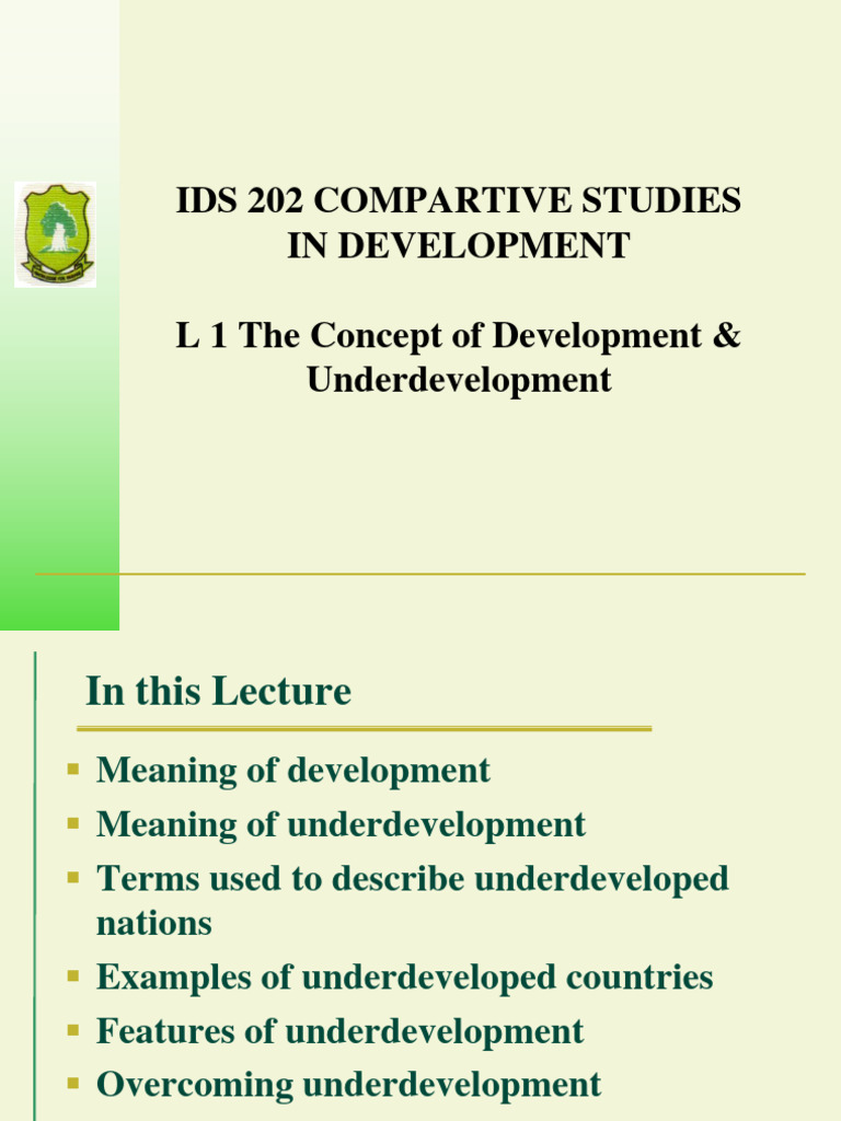 IDS 202 L1 Concept of Development & Underdevelopment | PDF | Economic ...