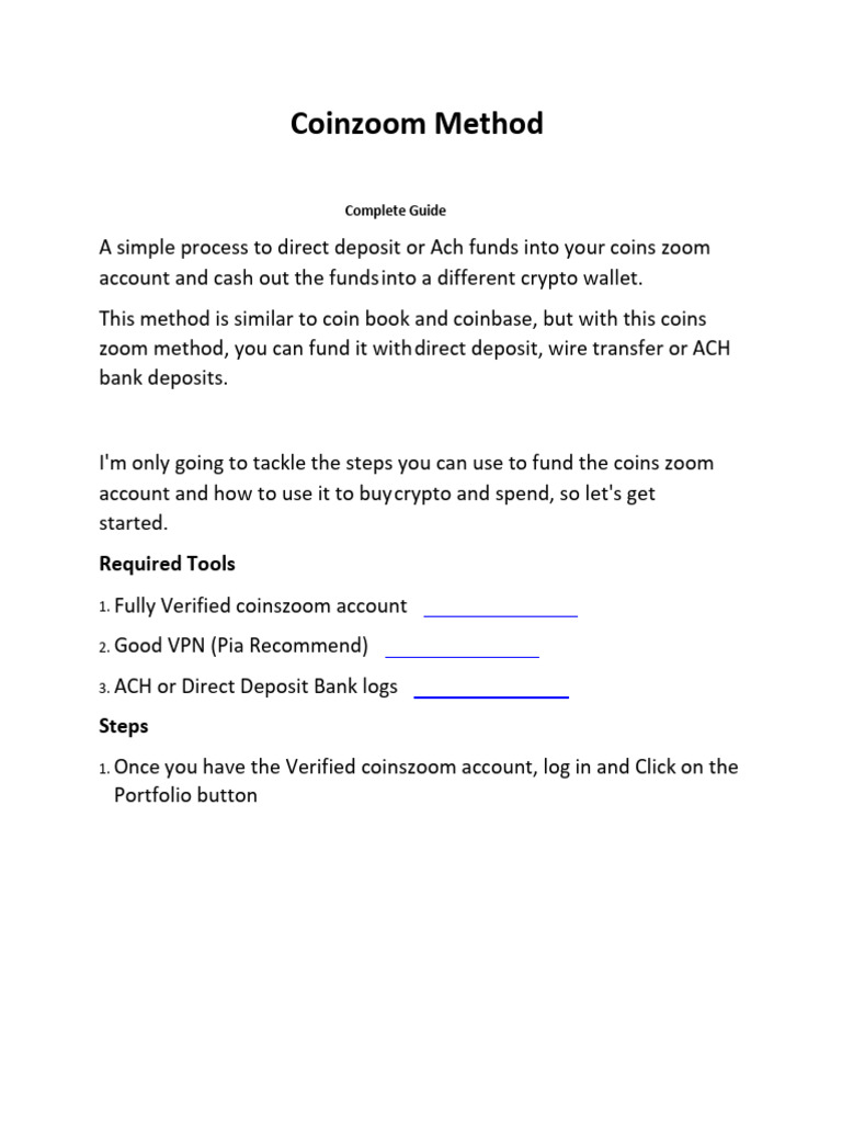 Direct Deposit Guide for Coinzoom Users | PDF