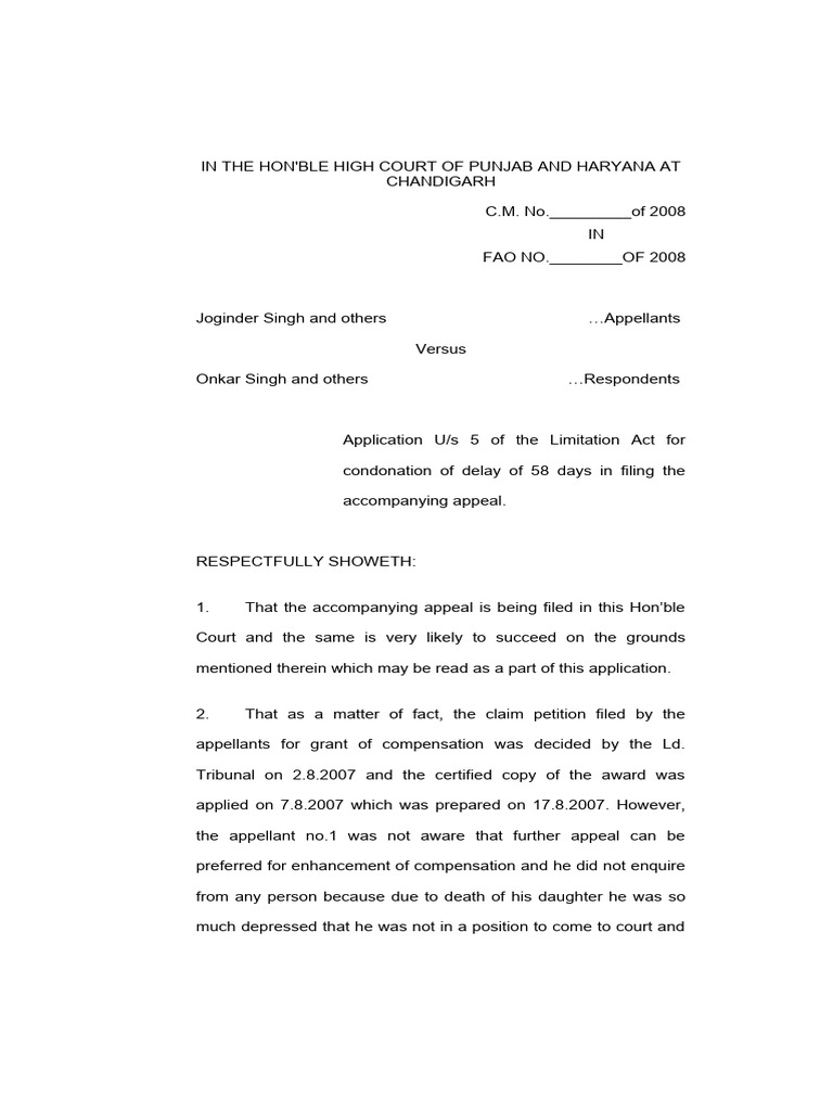Application 5 of Limitation Act | PDF | Appeal | Affidavit