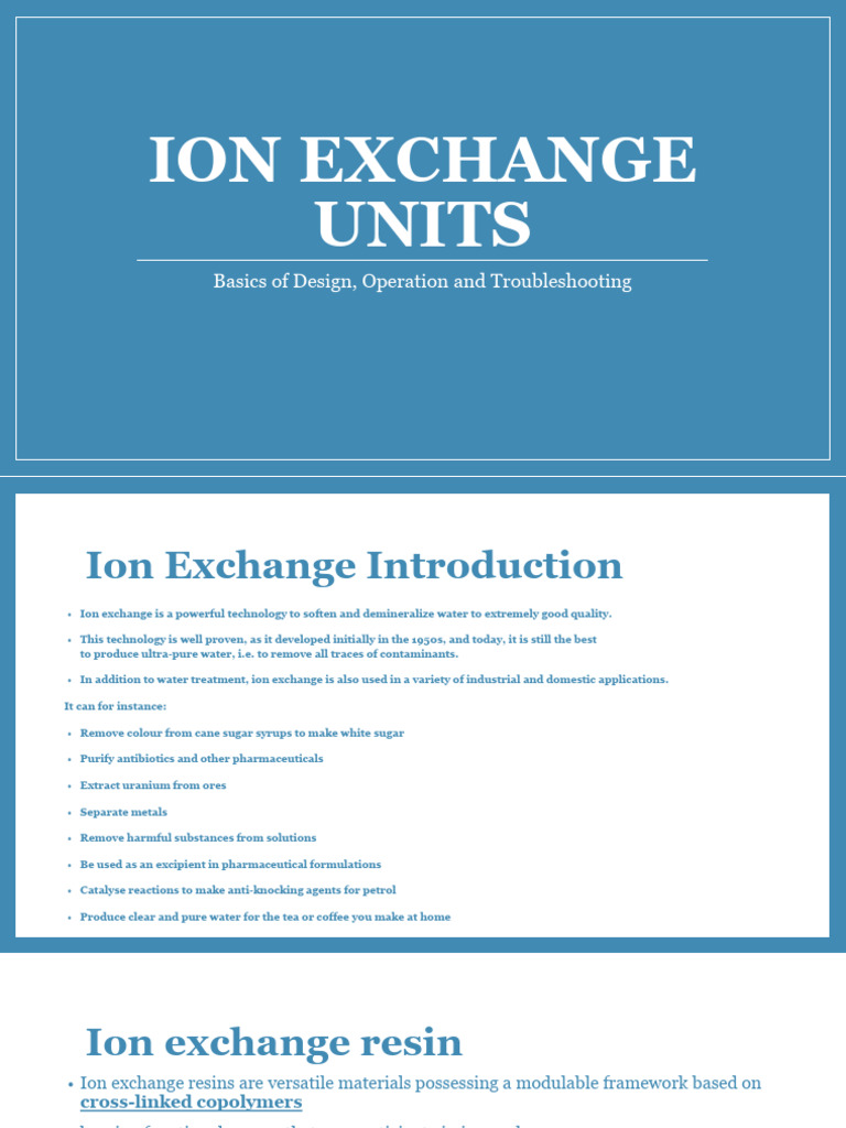 Ion Exchange Units | PDF | Ion Exchange | Cross Link