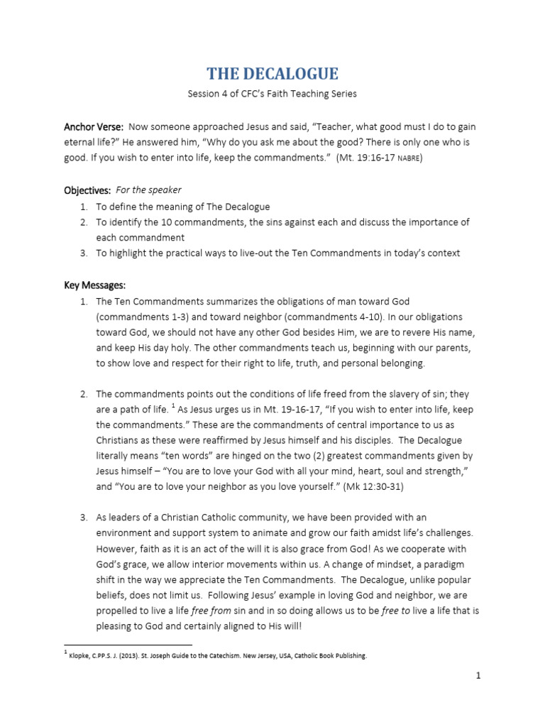 The Decalogue | Download Free PDF | Ten Commandments | Religious Belief And Doctrine