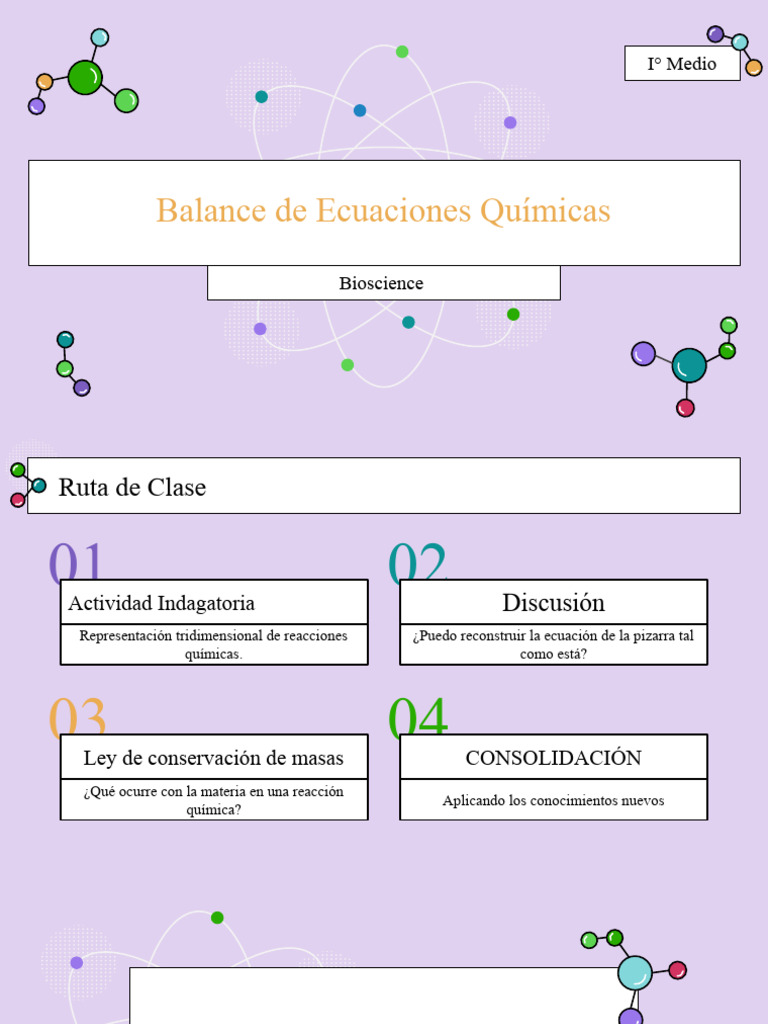 Balanceo de Ecuaciones Químicas en I° Medio | PDF