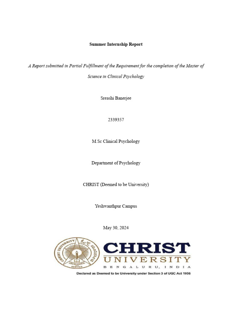 Summer Placement Cover Page | PDF