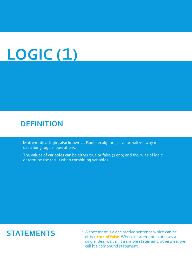 Logic | PDF | If And Only If | Mathematical Logic