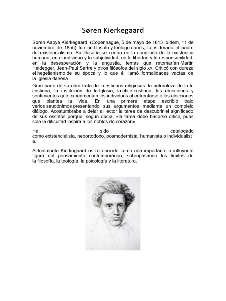 Filosofía de Søren Kierkegaard | PDF