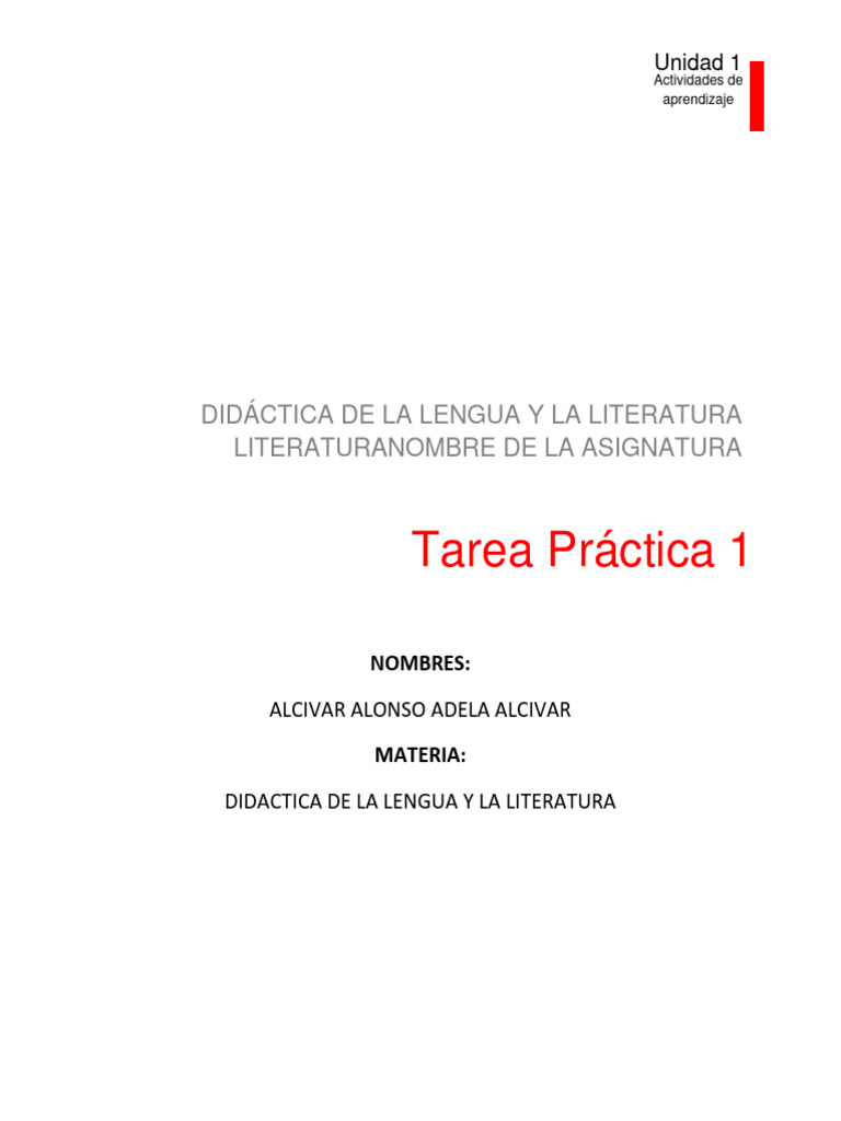 Didáctica de La Lengua y La Literatura 1 | PDF | Comprensión lectora ...