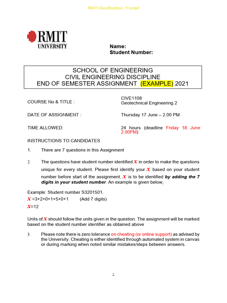 Final Assignment (Example) 2021 CIVE1108 - Q&A | PDF | Soil Mechanics ...