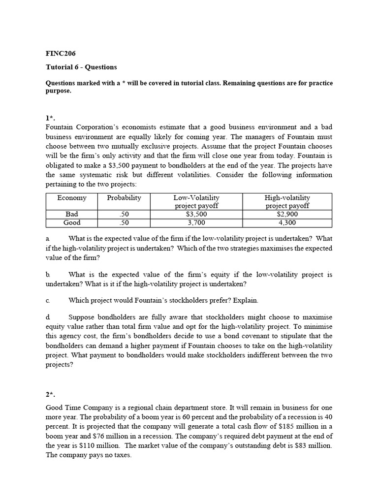 Tutorial 6 Questions | PDF | Share Repurchase | Capital Structure