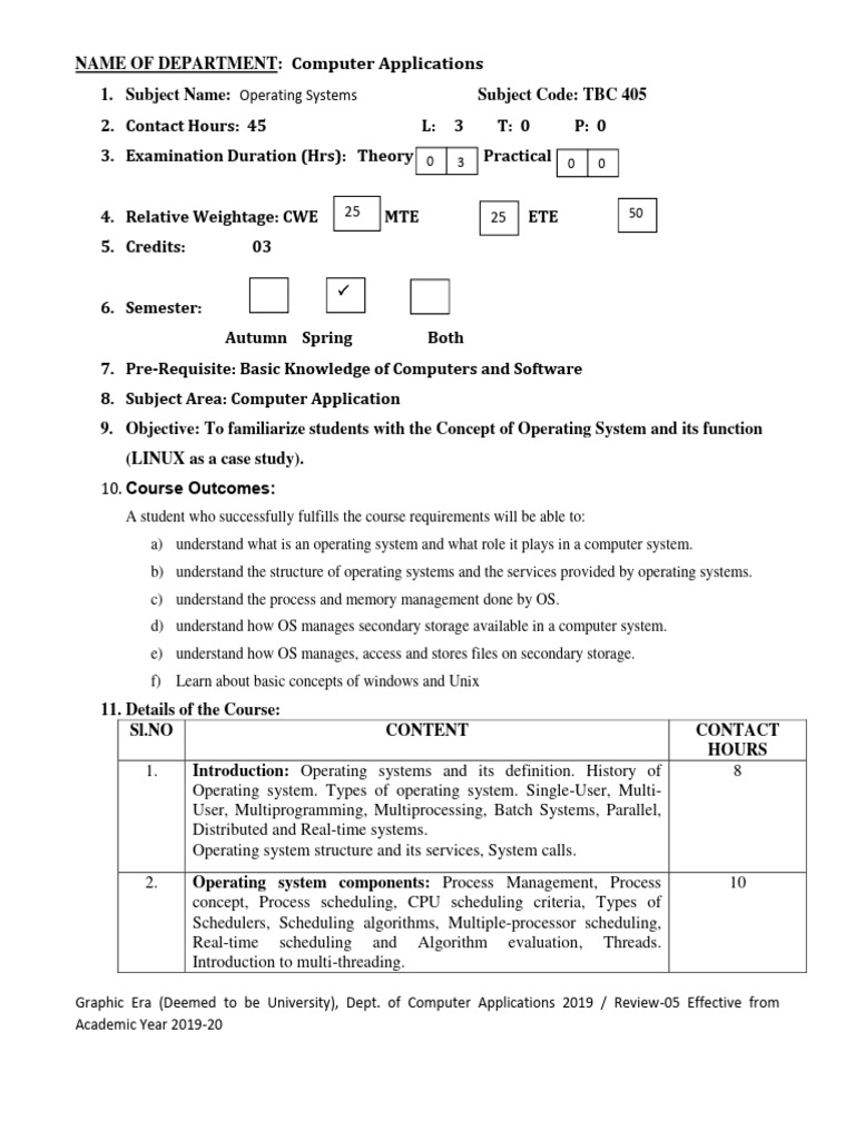 TBC 405 Operating Systems | PDF | Operating System | Scheduling (Computing)