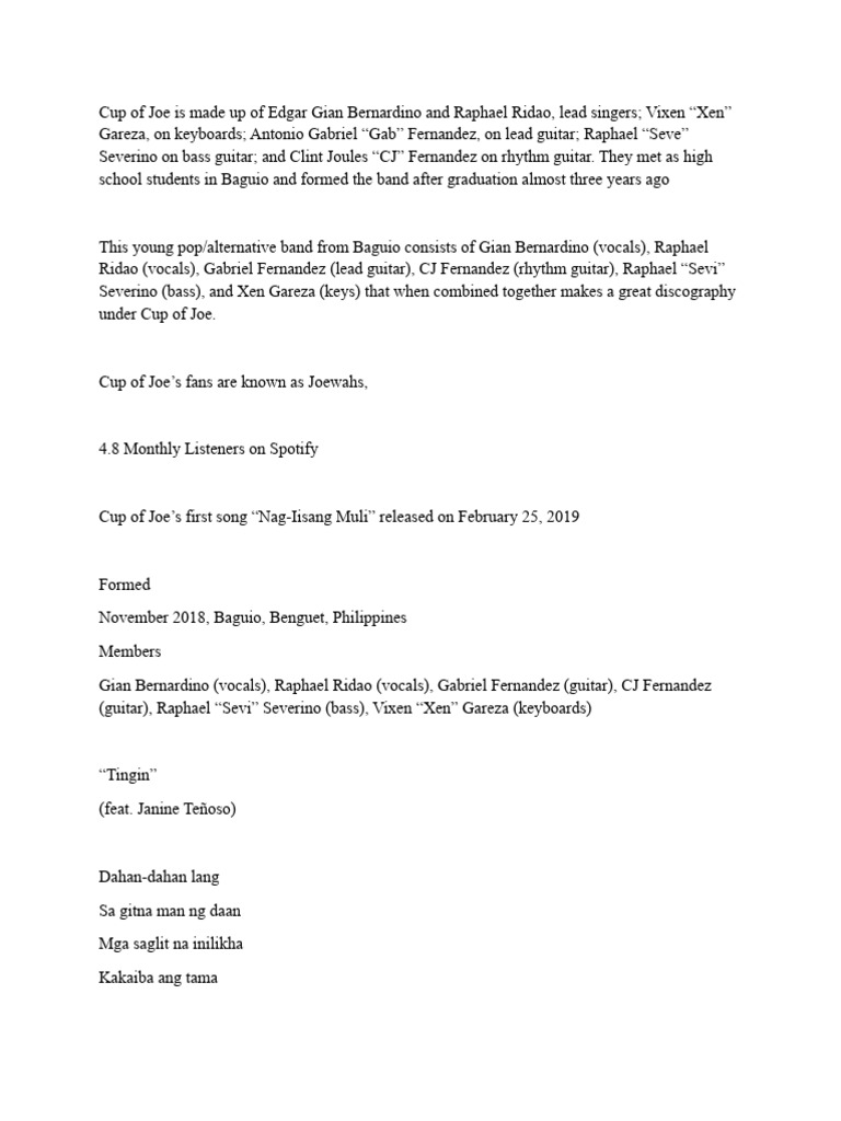 Coj Lyrics 0 Facts | PDF