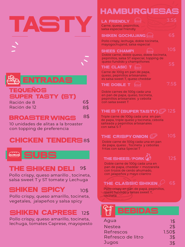 Menu Tasty 2 | PDF | Tocino | Pizza