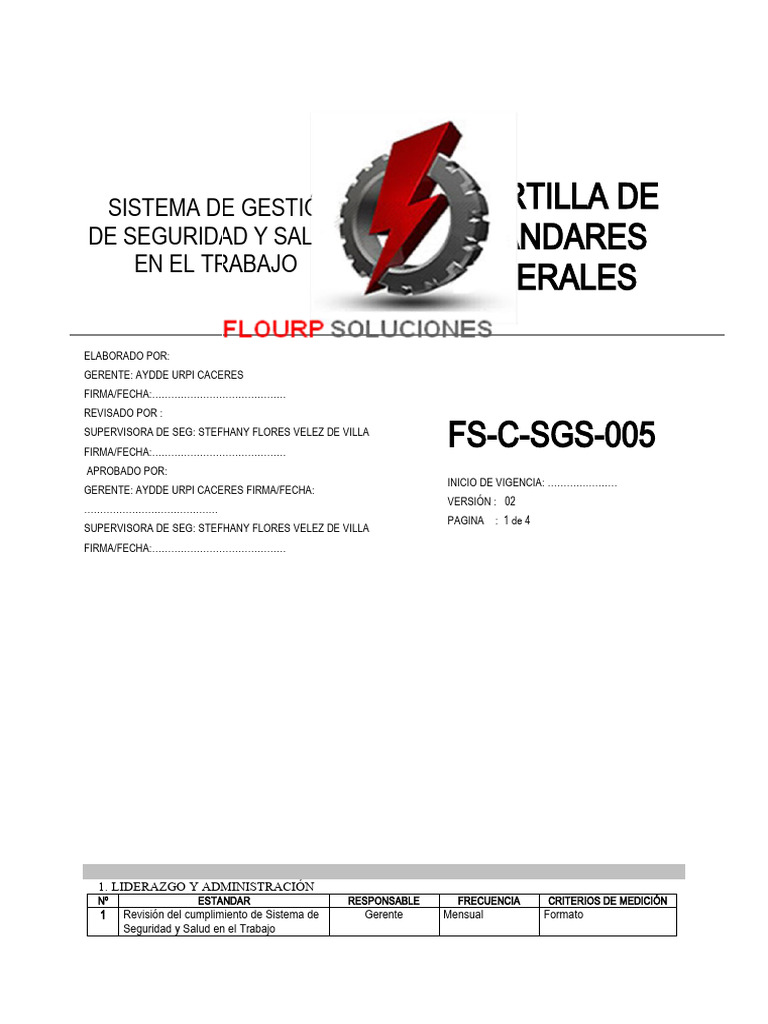 Fs Sgs C 005 Estandares Generales R | PDF | Negocios