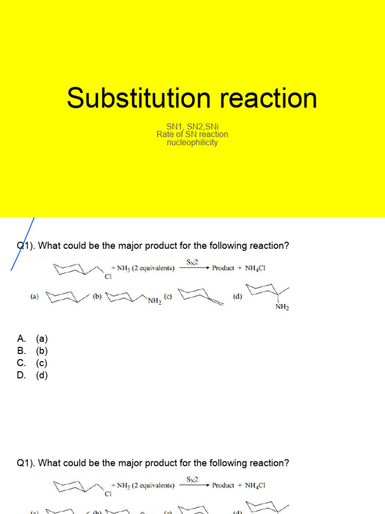 Substitution Reaction | PDF | Organic Chemistry | Chemistry