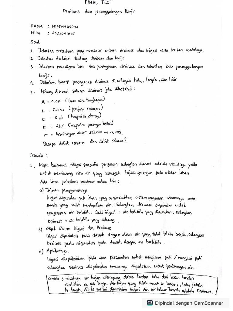 Final Drainase (Miftahuddin 4521041005) | PDF