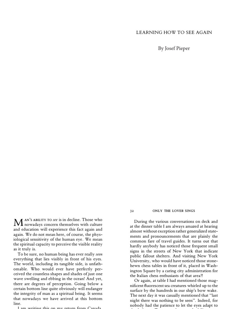 Learning How to See Again Pieper | PDF | Eye