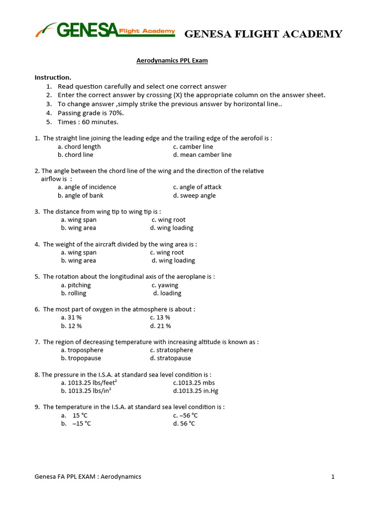 PPL Exam: Aerodynamics Questions | PDF | Flight | Drag (Physics)