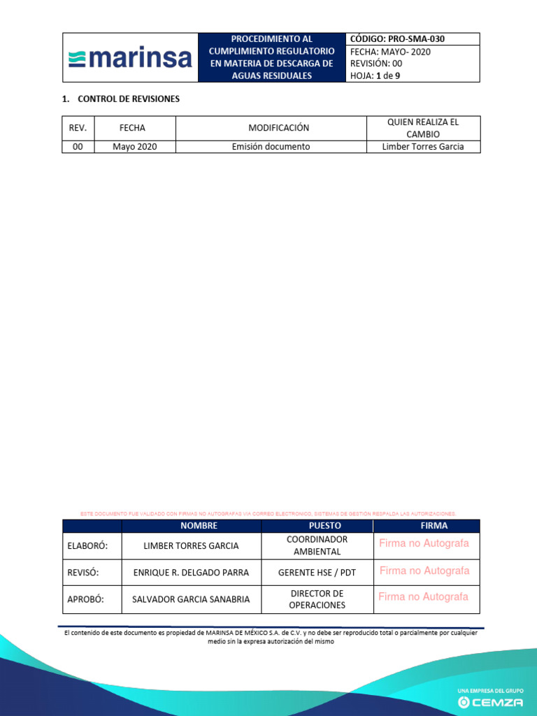 PRO-SMA-030 Procedimiento Al Cumplimiento Regulatorio en Materia de ...