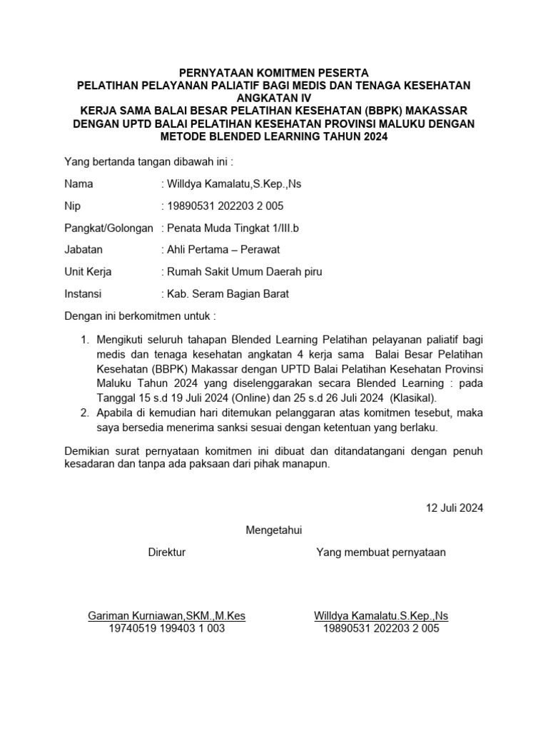 Pernyataan Komitmen Peserta | PDF | Ilmu Sosial