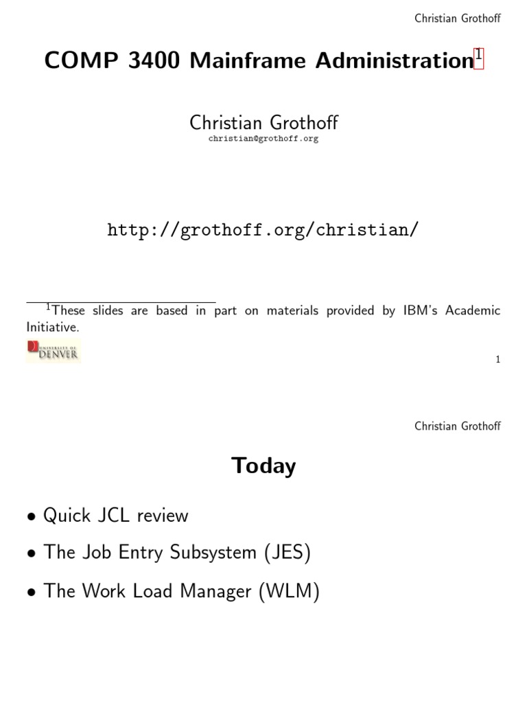 COMP 3400 Mainframe Administration: Christian Grothoff | PDF | Computer ...
