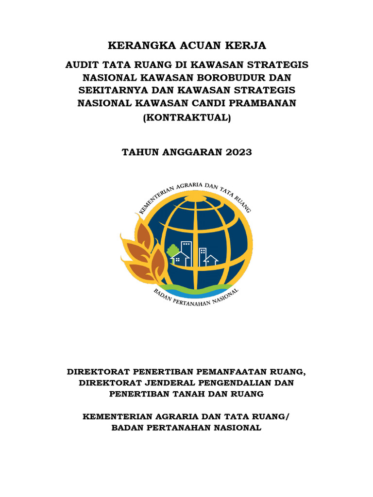 QCE.007.051 TOR Audit Tata Ruang di KSN Borobudur dan KSN Prambanan 35 BULAN5Juli2023 (1) | PDF