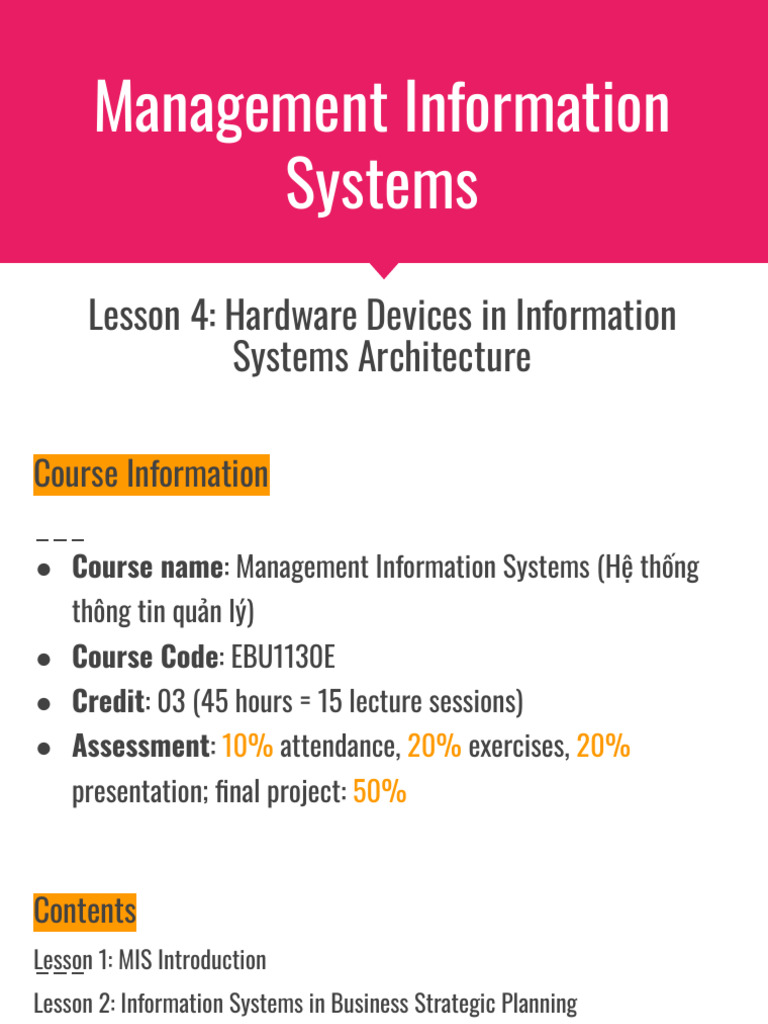 Lesson 4 - Hardware Devices in Information Systems Architecture | PDF ...