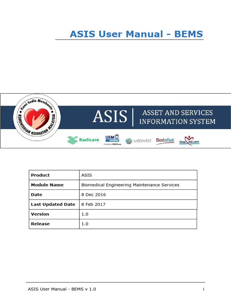 Asis User Manual Bems V 1.0 080217 | PDF | Menu (Computing) | Parameter (Computer Programming)