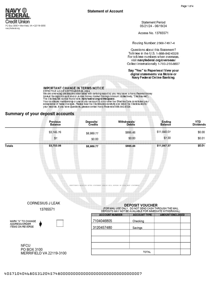 Navy Federal EStatement_JCorensius J Leak_May-June | PDF | Debit Card ...