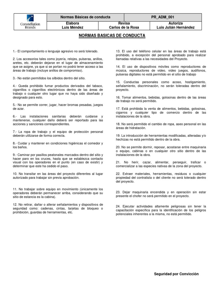 02 PR Adm 002 Conducta R02 | PDF