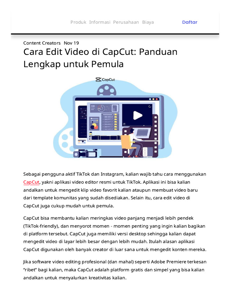 CapCut - Panduan Lengkap Untuk Pemula | PDF