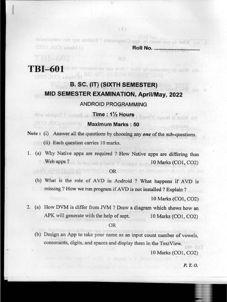 6TH Sem Mid Term BSC It 2022 April May | PDF | Algorithms | Computing