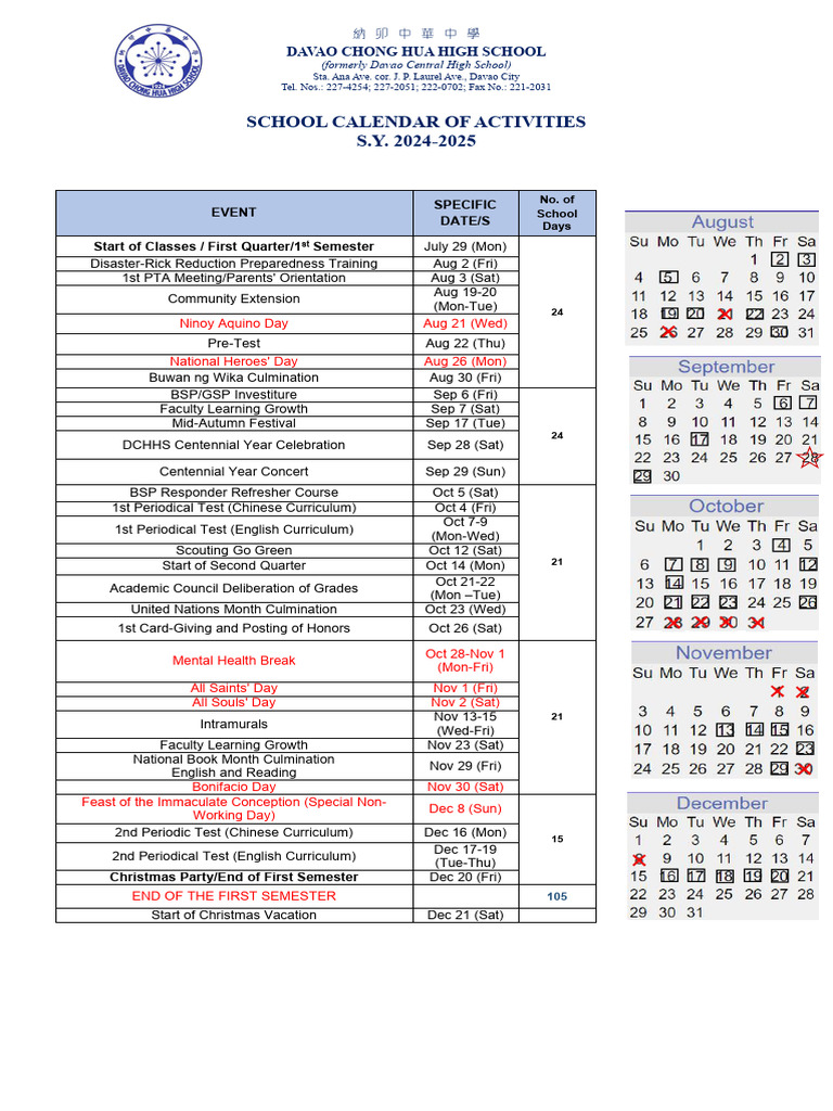School Calendar SY 2024-2025 | PDF | Academic Term | Observances