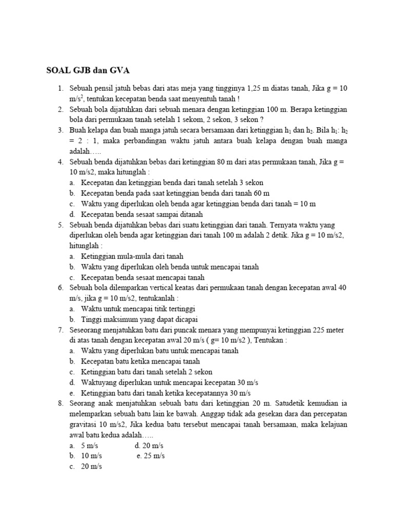 SOAL GJB Dan GVA | PDF | Sains & Matematika