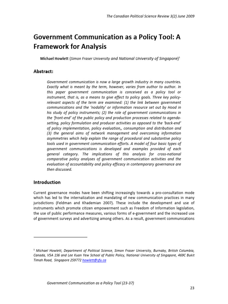 Government Communication As A Policy Too | PDF | Policy | Information