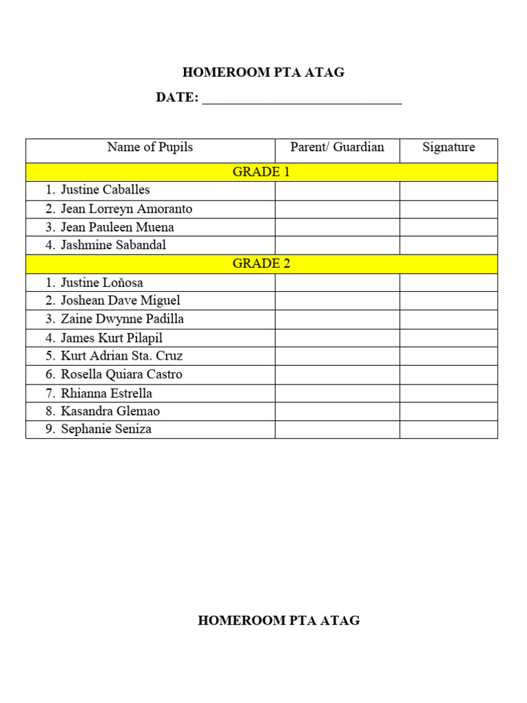 Attendance Hrpta Atag | PDF