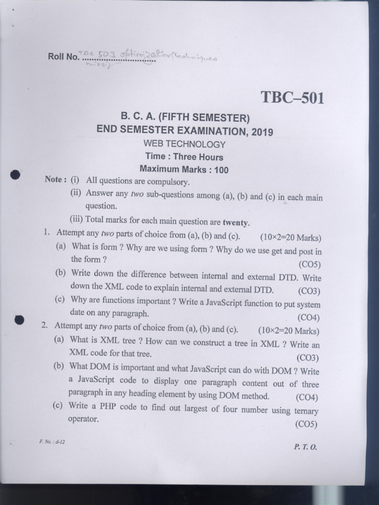 5TH Sem Bca 2019 | PDF