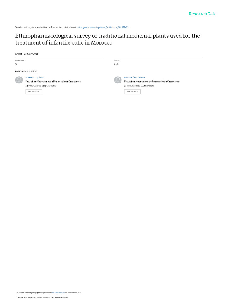 Ethnopharmacological Survey of Traditional Medicinal Plants Used For ...