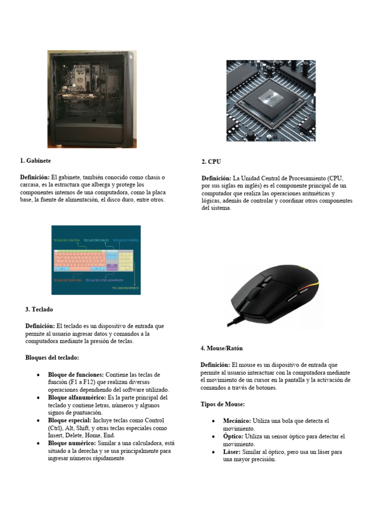 Componentes Externos de La Computadora | PDF | Periférico | Videotelefonía Componentes Externos de La Computadora | PDF | Periférico | Videotelefonía