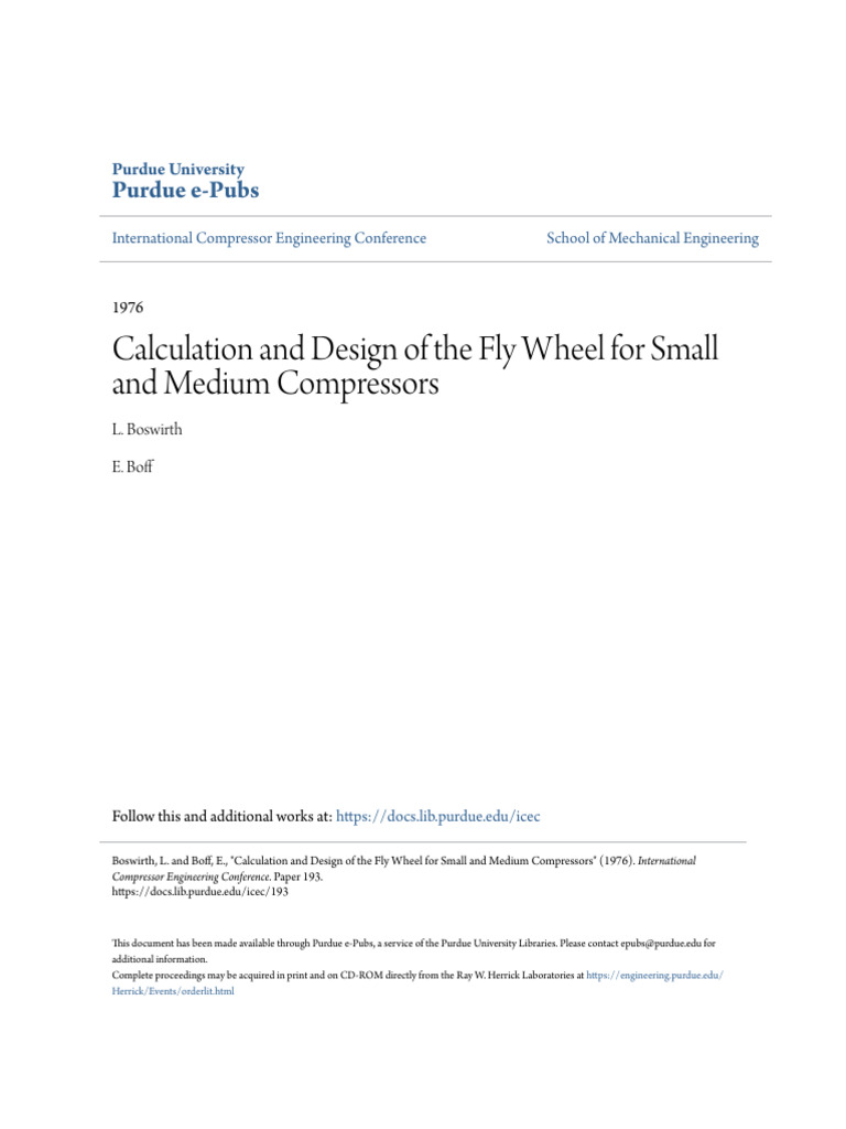 Flywheel Design for Compressors | PDF | Engines | Diesel Engine