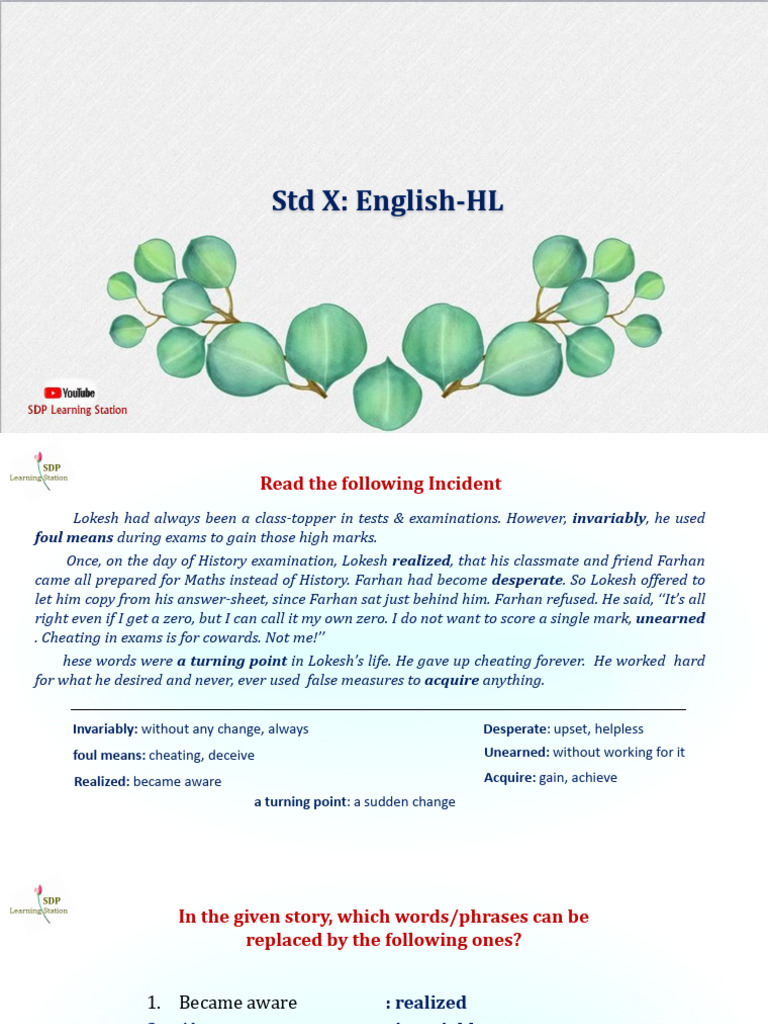 STD X - 1.2 The Thief's Story | PDF | Language Arts & Discipline