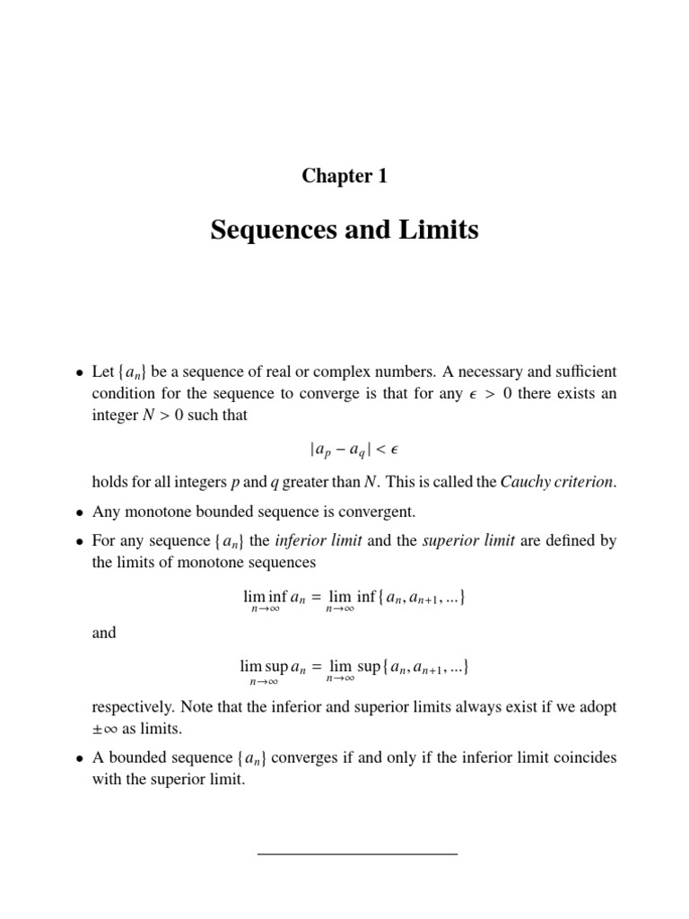 Sequences and Limits: July 31, 2007 13:35 WSPC /book Trim Size For 9in ...