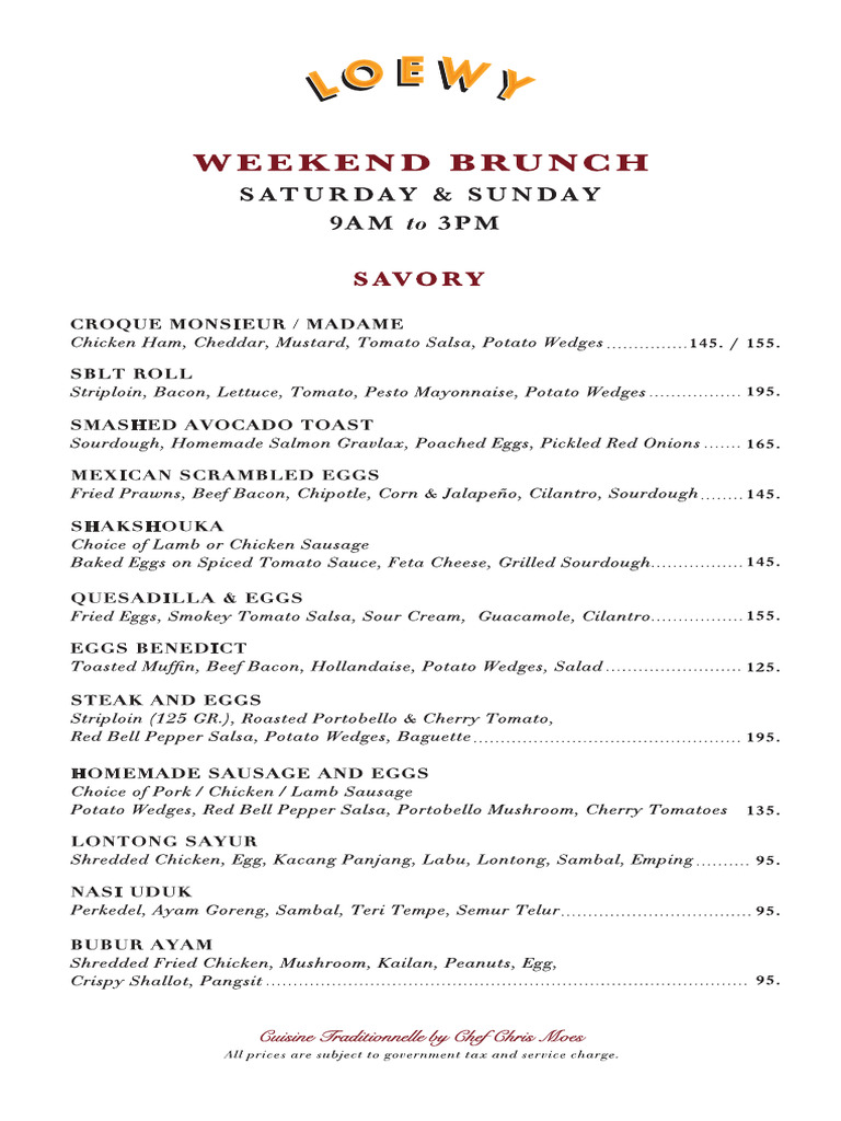 Loewy Brunch Menu 1 | PDF
