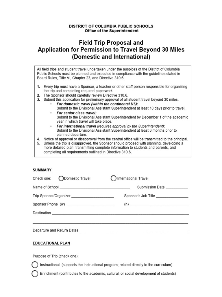 Student Field Trip Proposal | PDF | Business