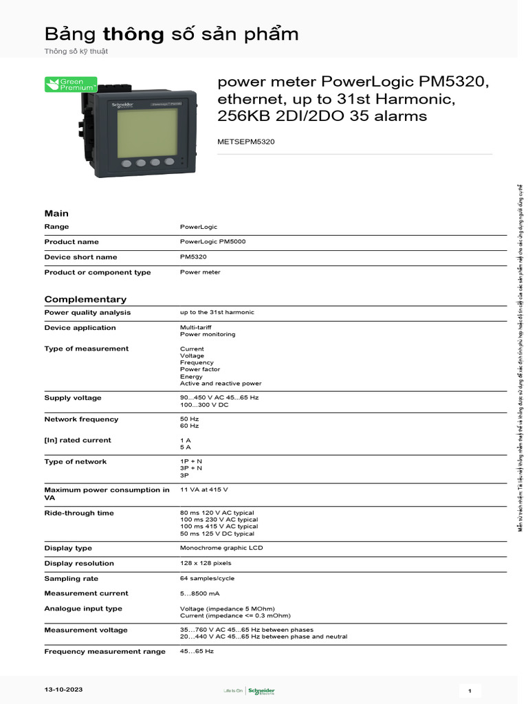 PowerLogic PM5320 Power Meter Specs | PDF | Electrical Impedance ...