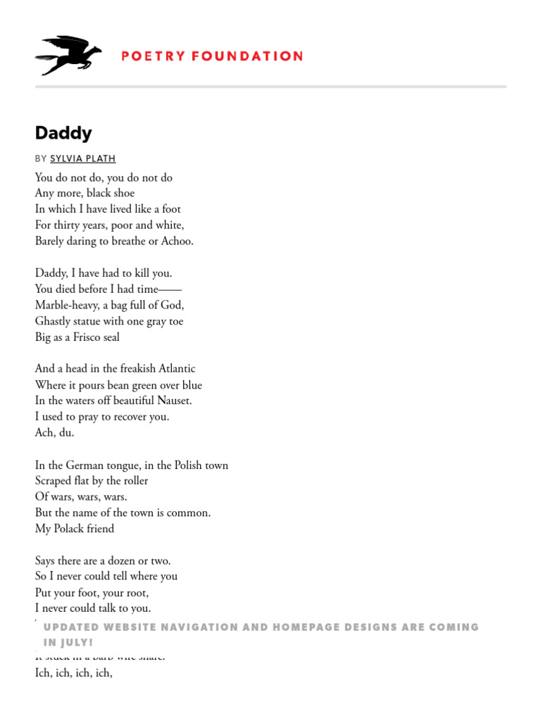Sylvia Plath's "Daddy" Poem Analysis | PDF | American Poetry