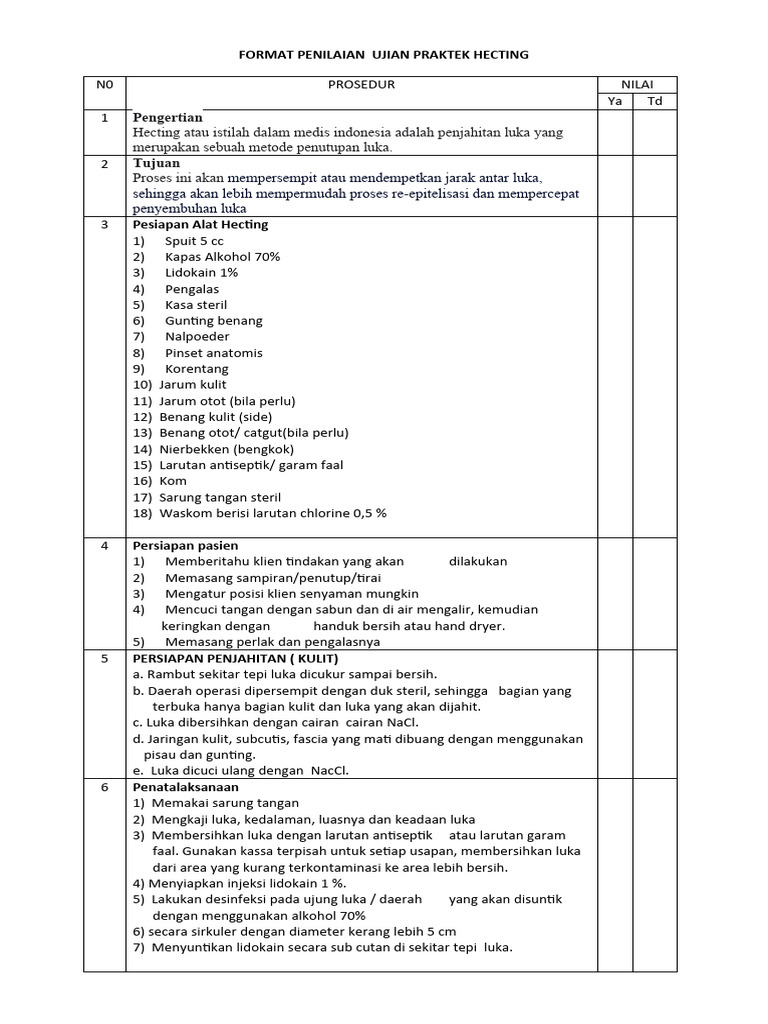 Format Penilaian Hecting | PDF