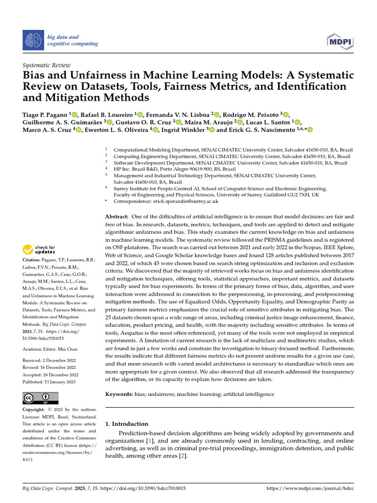 Bias and Unfairness in Machine Learning Models A S | PDF | Machine ...