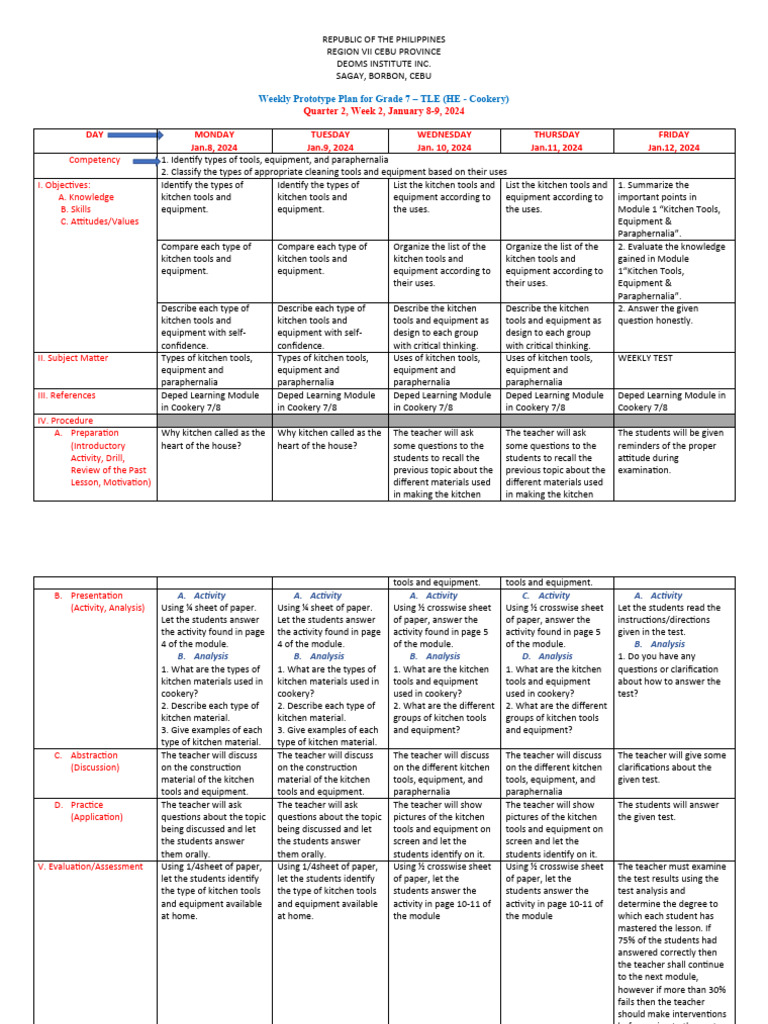 LOG-PLAN-WEEK-1-Grade-7 | Download Free PDF | Learning | Cognitive Science
